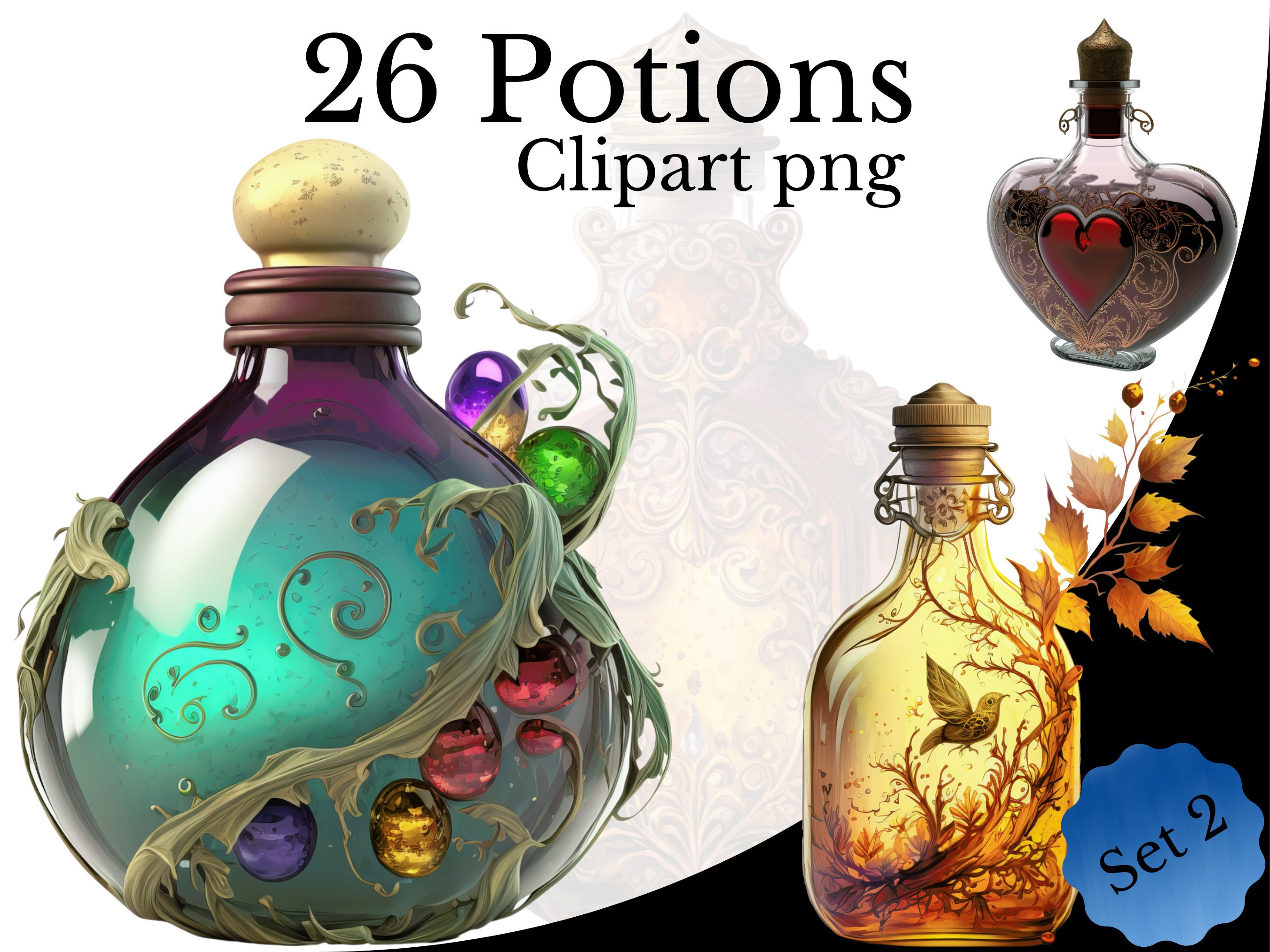 Potion Clipart Bundle Watercolor PNG RPG Item Art - Etsy