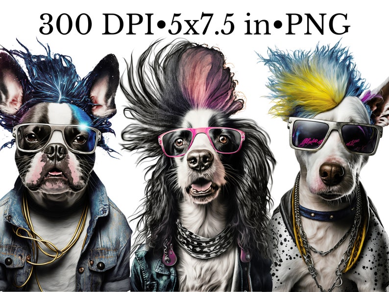 Popstar Dog Clipart Bundle, Watercolor Art, Human Animal PNG, Digital ...