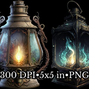 Fantasy Lanterns Clipart Bundle, Watercolor PNG, RPG Item Art ...