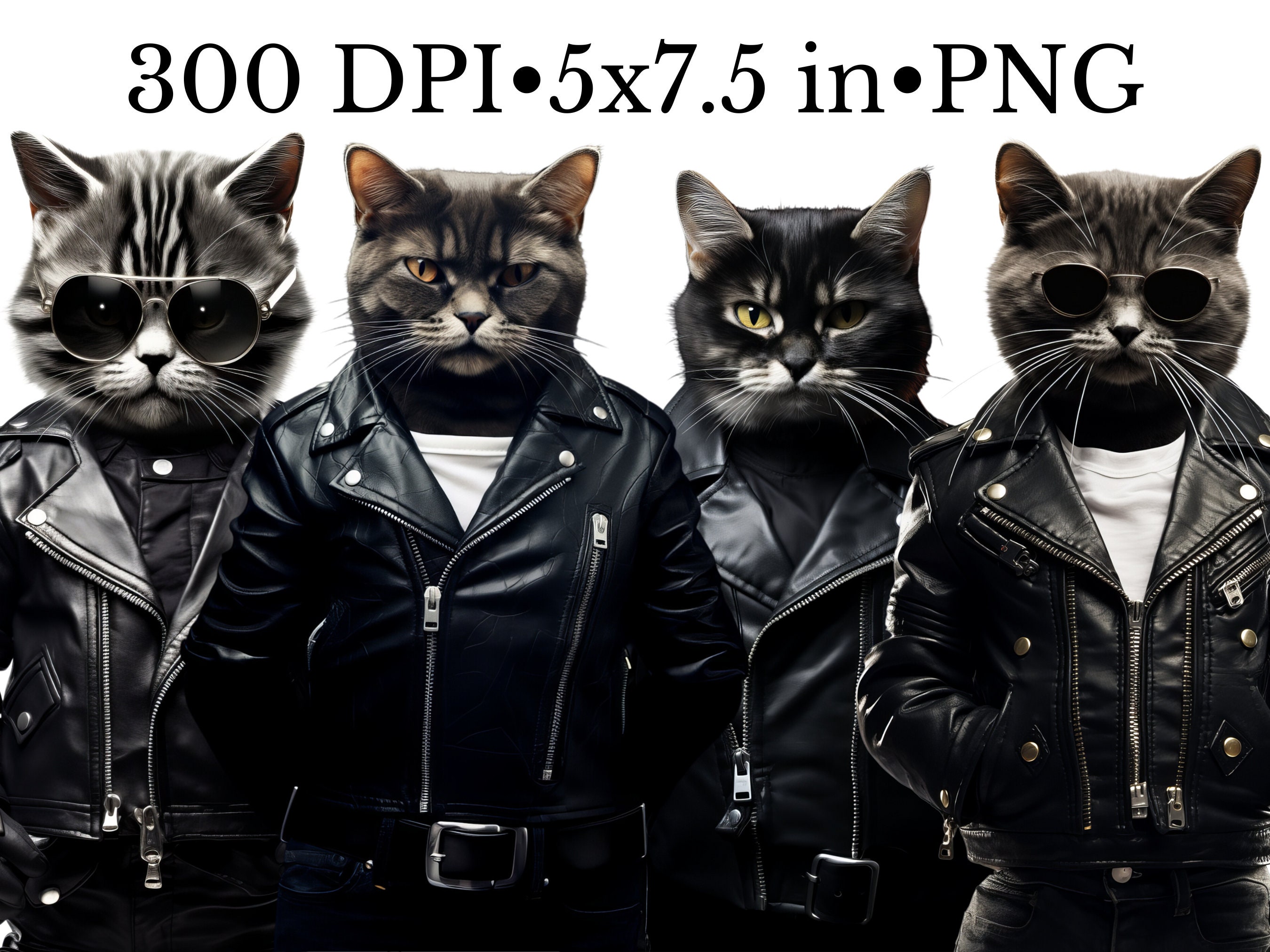 Biker Cat Clipart Bundle, Watercolor Art, Human Animal PNG, Digital ...