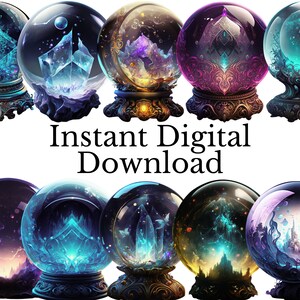 Crystal Ball Clipart Bundle, Watercolor PNG, RPG Item Art Transparent ...