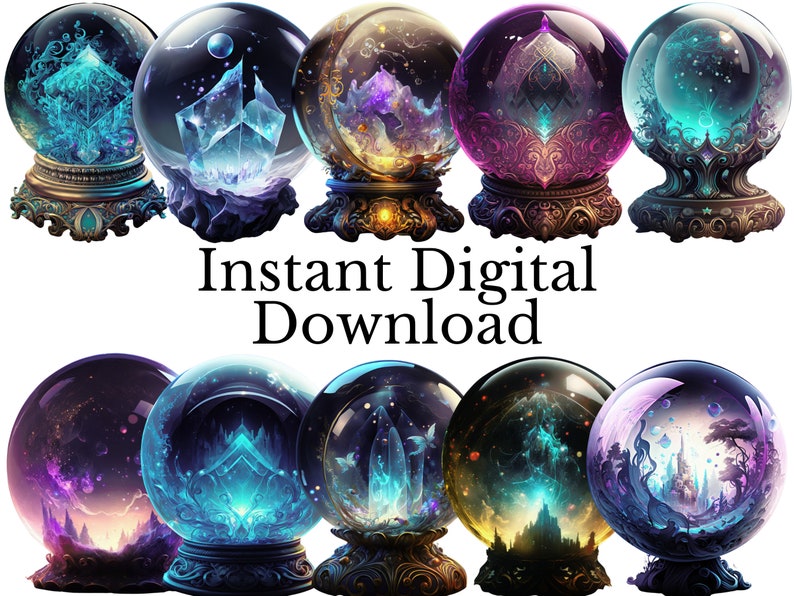 Crystal Ball Clipart Bundle Watercolor PNG RPG Item Art - Etsy