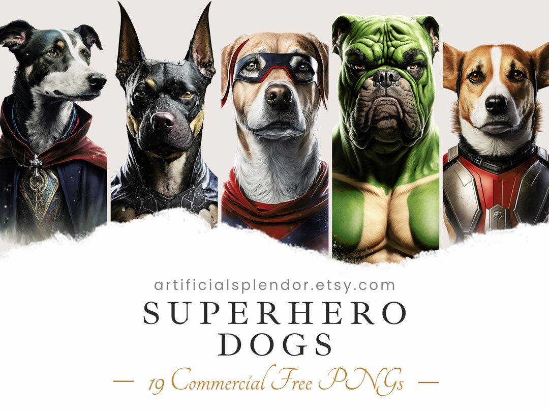 Superhero Dogs Clipart Bundle, Watercolor Art, Human Animal PNG ...