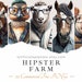 Hipster Farm Animal Clipart Bundle, Watercolor Art, Human Chicken PNG ...