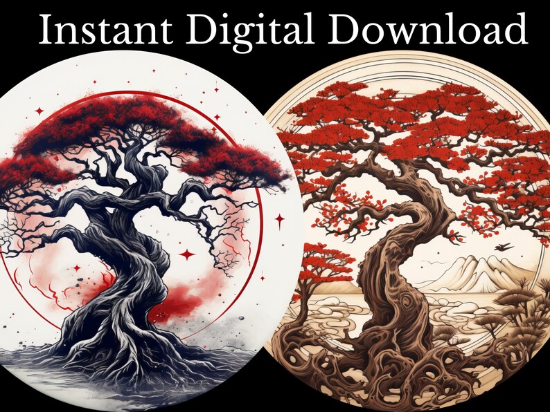 Tree of Life (asian Style) Clipart Bundle, Watercolor PNG, Transparent ...
