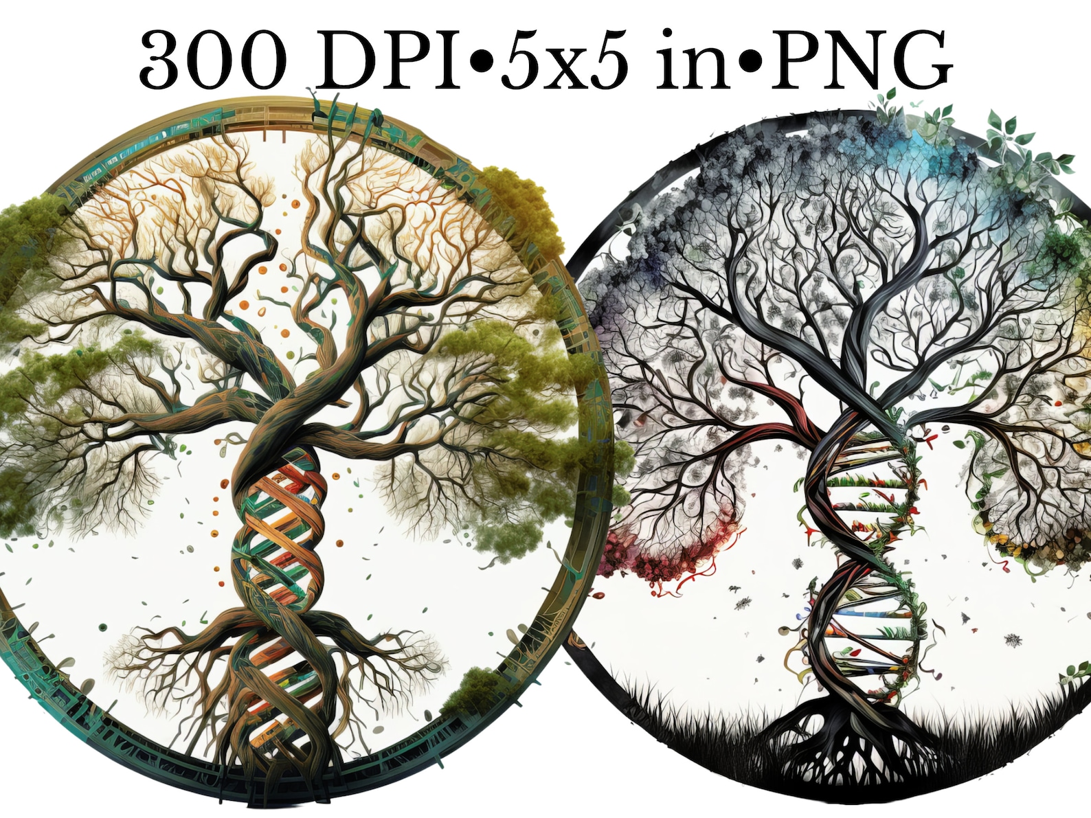 Tree of Life DNA Style Clipart Bundle, Watercolor PNG, DNA Helix ...