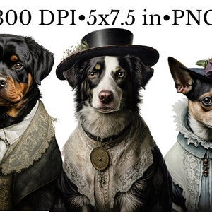 Dapper Dog Graphic Bundle, Watercolor Clipart, Human Animal PNG ...