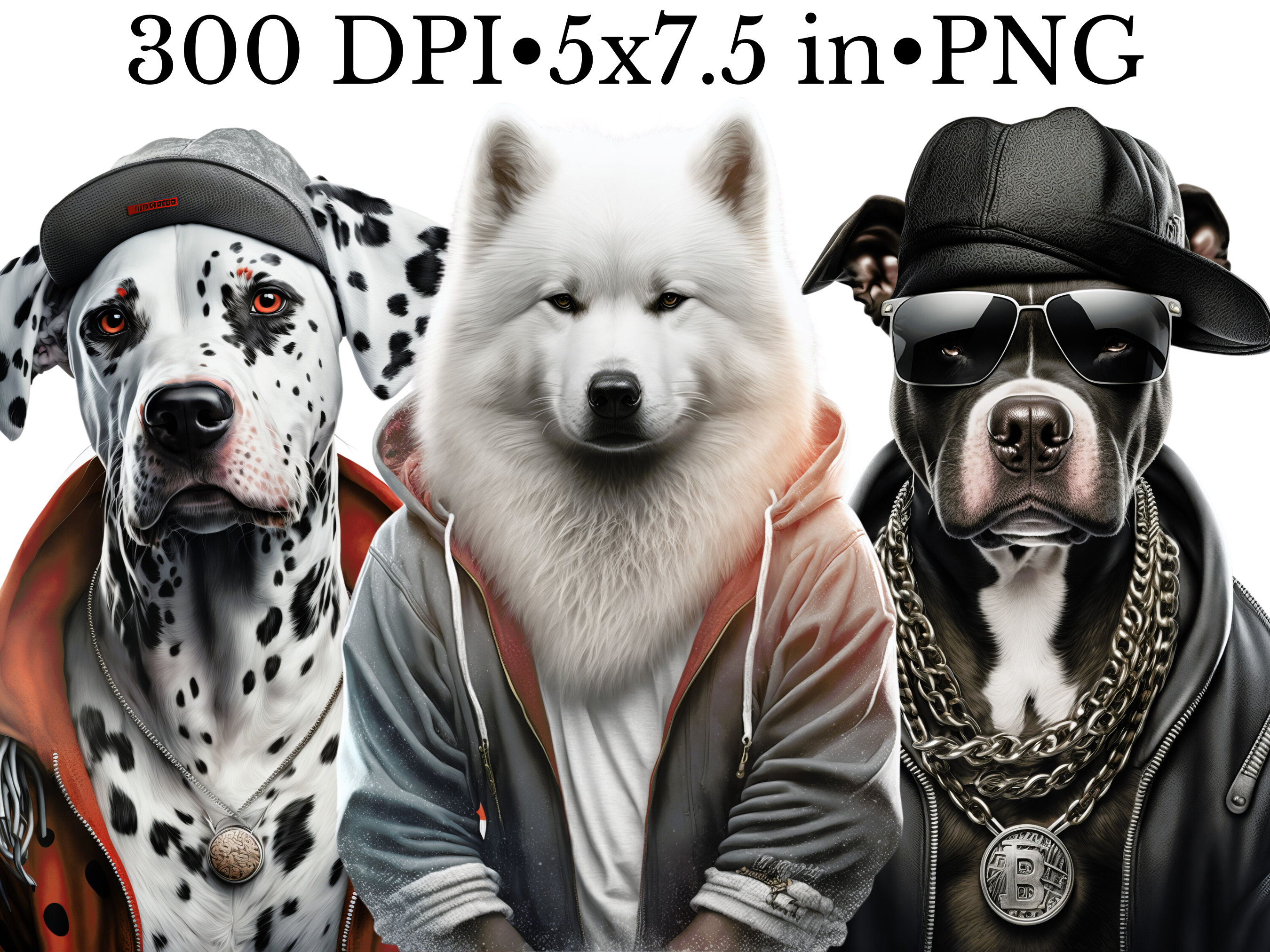 Hip Hop Dog Clipart Bundle, Watercolor Art, Human Animal PNG, Digital ...