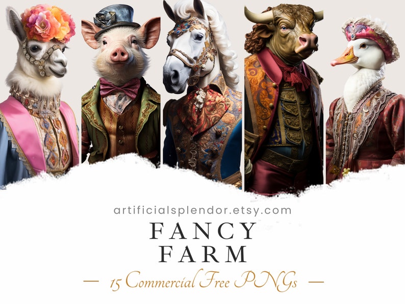 Fancy Farm Animal Clipart: Watercolor PNG Bundle (digital Download) - Etsy