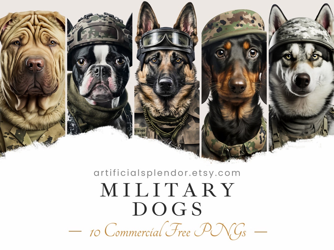Military Dog Clipart Bundle, Army Watercolor Art, Human Animal PNG ...
