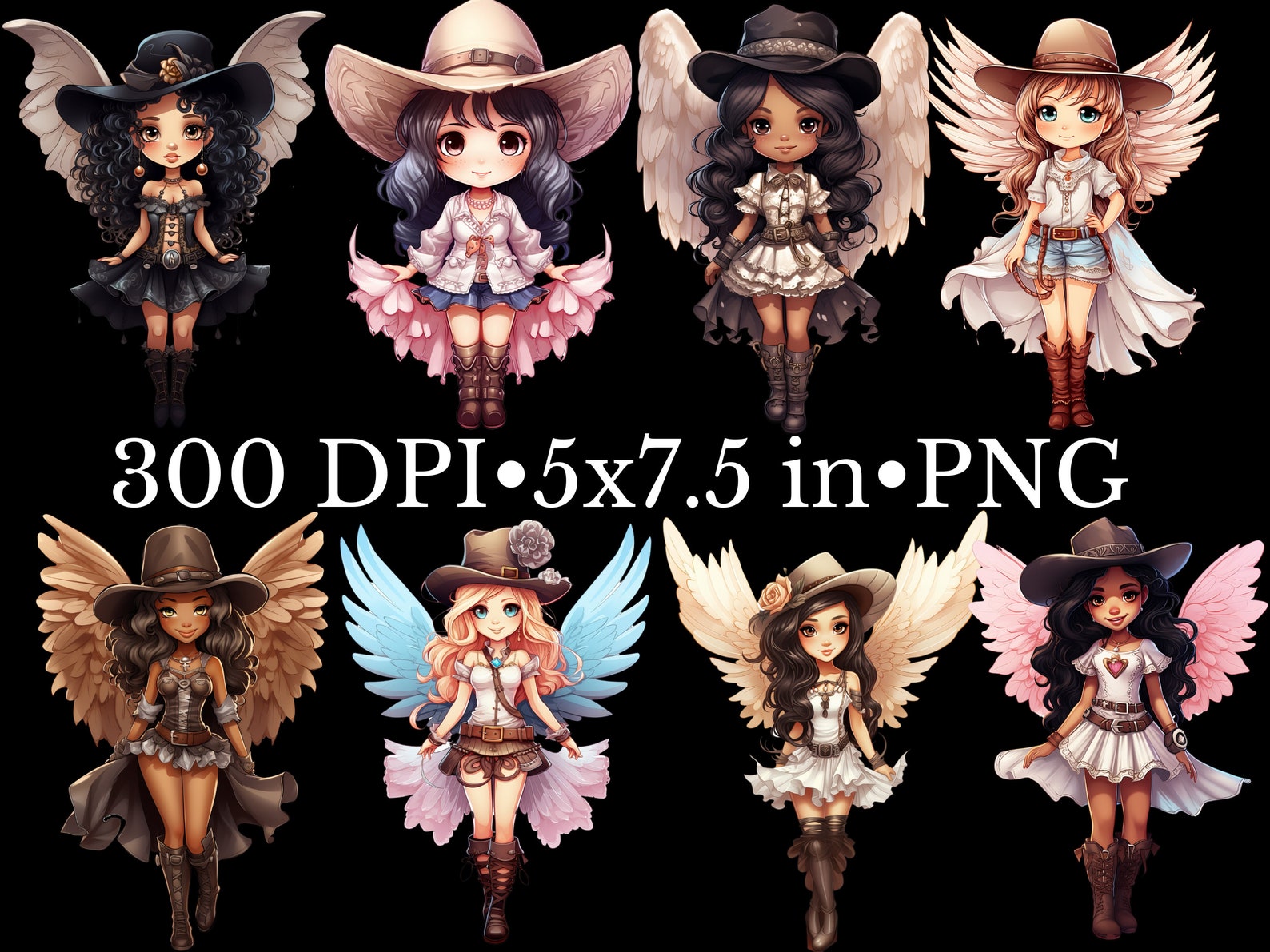 Fairy Clipart Bundle Country Western Art Digital Cowgirl Angel ...