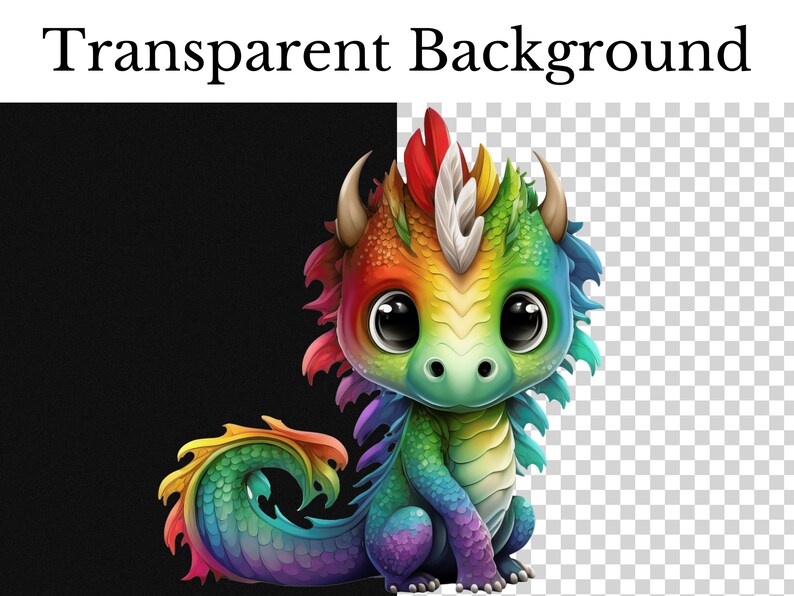 Baby Rainbow Dragon Clipart Bundle Watercolor Art Fantasy - Etsy