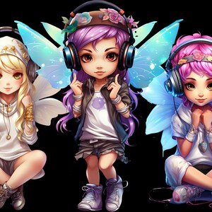 Hip Hop Fairy Clipart Bundle, Digital Rapper Girl, Butterfly Fairy ...