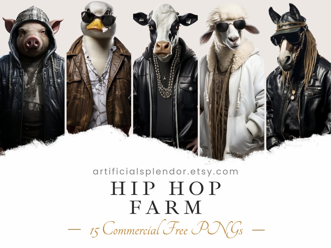 Hip Hop Farm Animal Clipart Bundle Watercolor Animal Human Gangster ...
