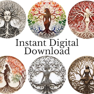 Tree of Life Female Style Clipart Bundle, Watercolor PNG, Girl Tree of ...