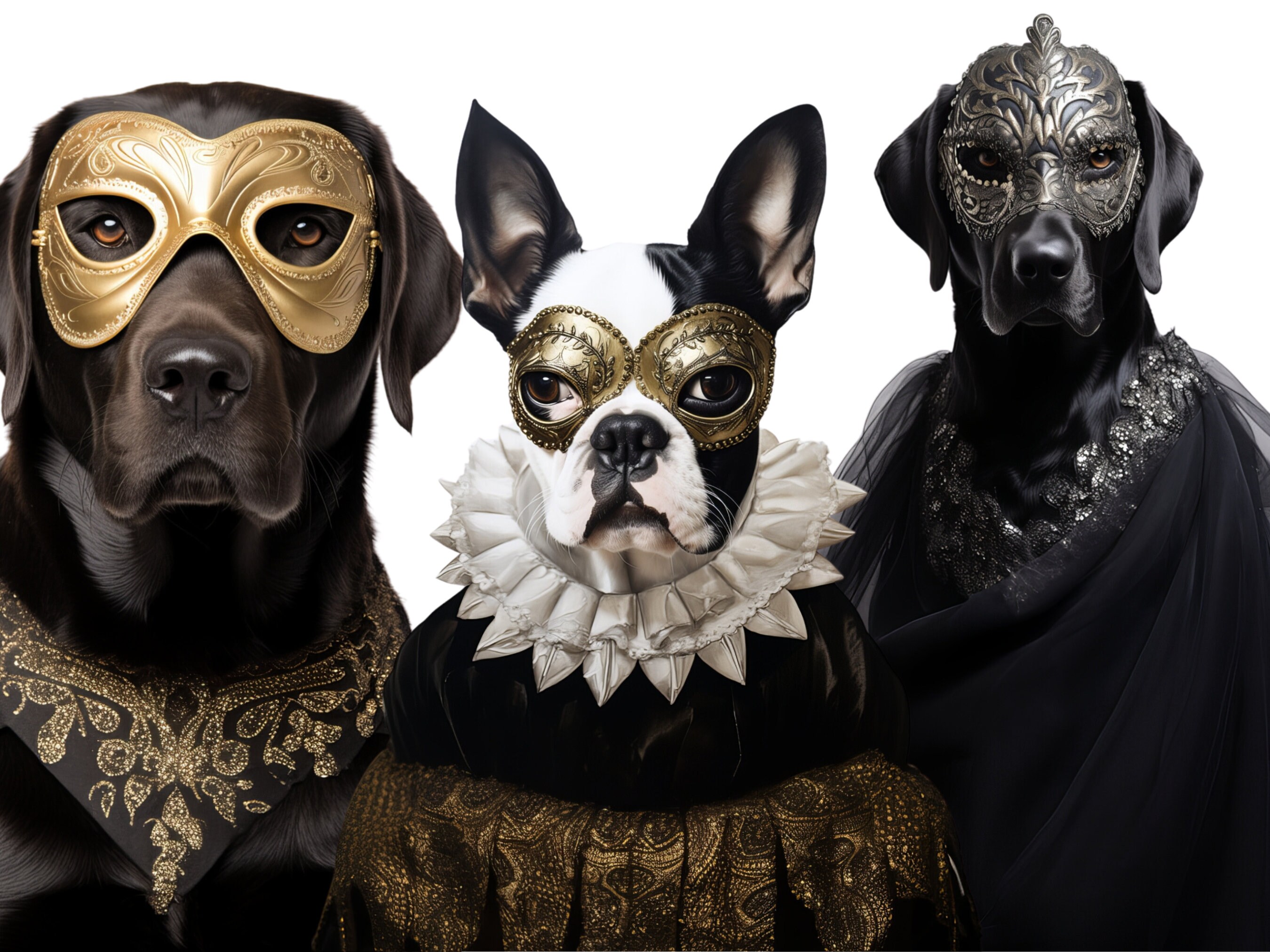 Masquerade Dog Clipart Bundle, Masked Dog Art, Victorian Ball Animal ...