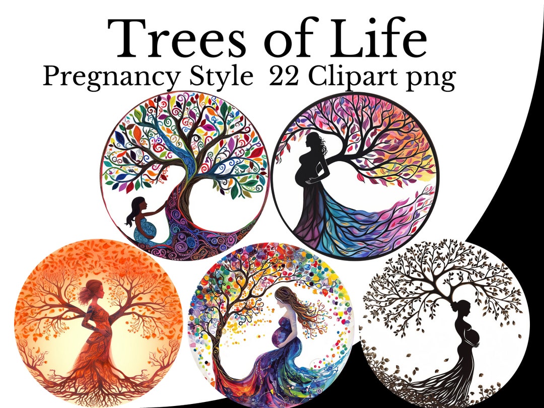 Tree of Life Pregnancy Clipart Bundle Female Tree of Life Watercolor ...