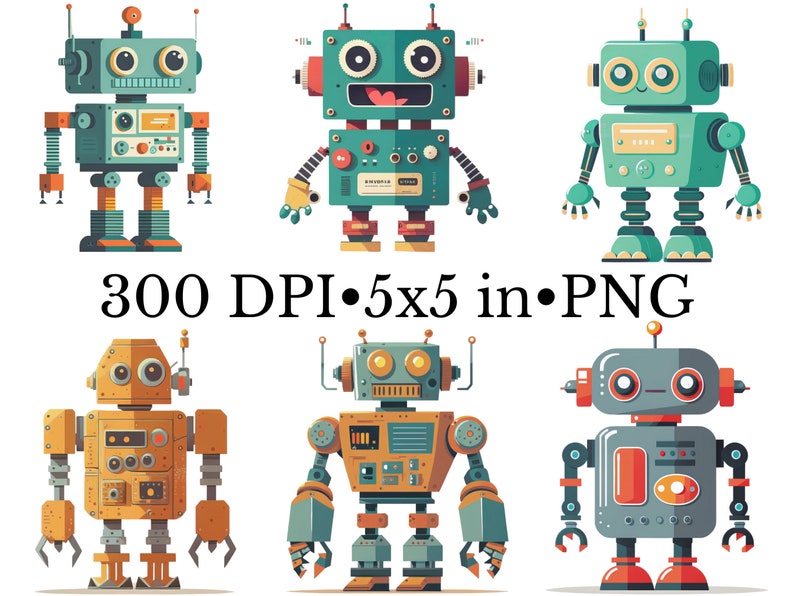 Robot Clipart Bundle Sci-fi Watercolor Art Cute Robot PNG - Etsy