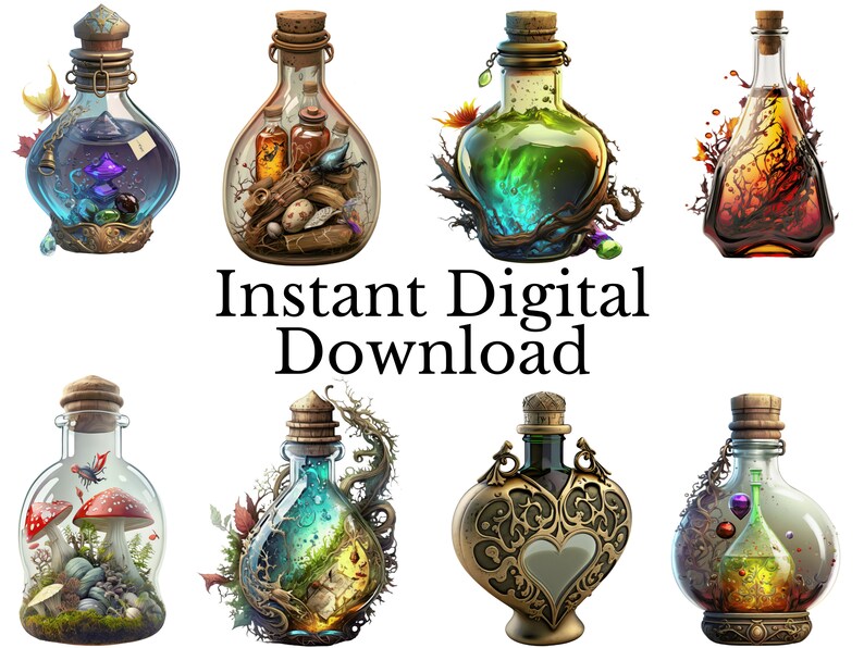 Potion Clipart Bundle Watercolor PNG RPG Item Art - Etsy