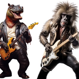 Rockstar Animal Clipart Bundle Safari Animals Art Musician Elephant PNG ...