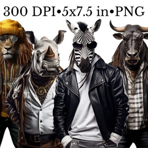 Hip Hop Animal Clipart Bundle Safari Animals Art Rap Musician PNG ...