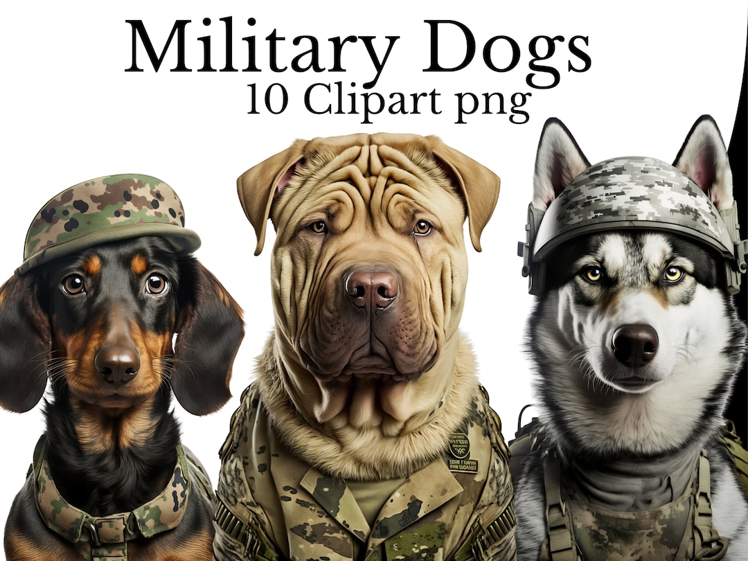 Military Dog Clipart Bundle Army Watercolor Art Human Animal - Etsy