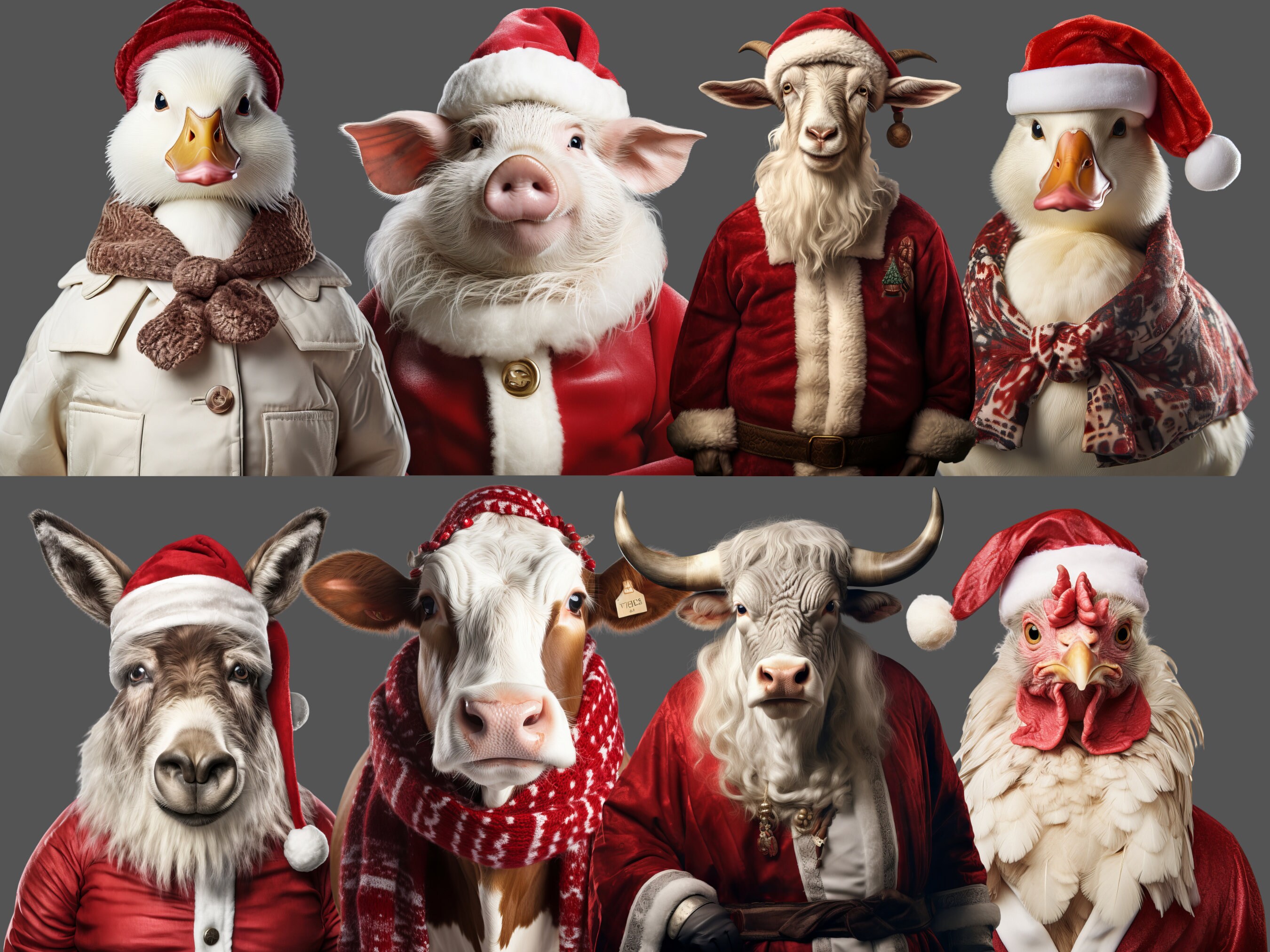 Christmas Farm Animal Clipart Bundle Christmas Animal Art Christmas PNG ...