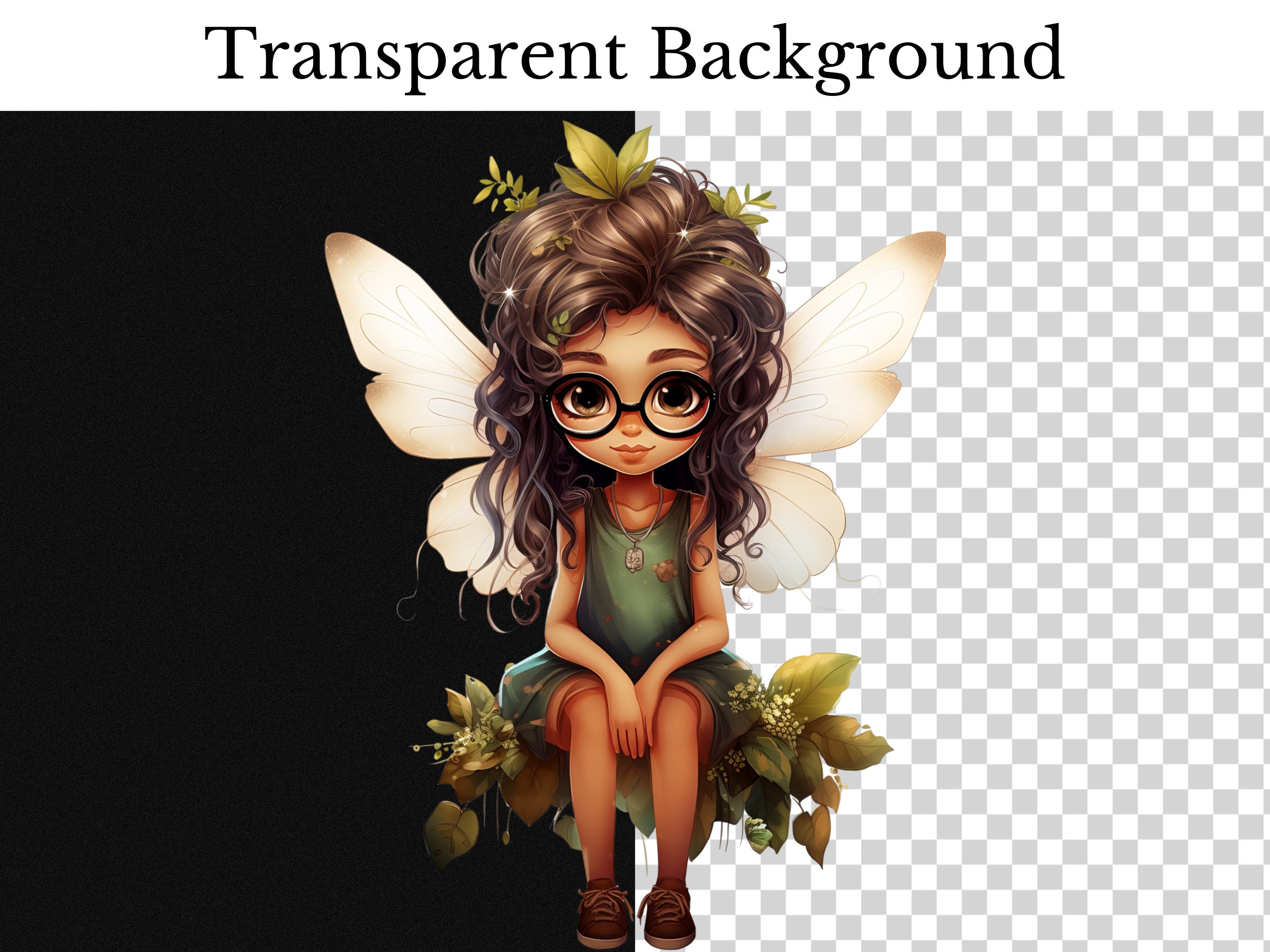 Hipster Fairy Clipart Bundle, Digital Fairy Girl Wearing Glasses ...
