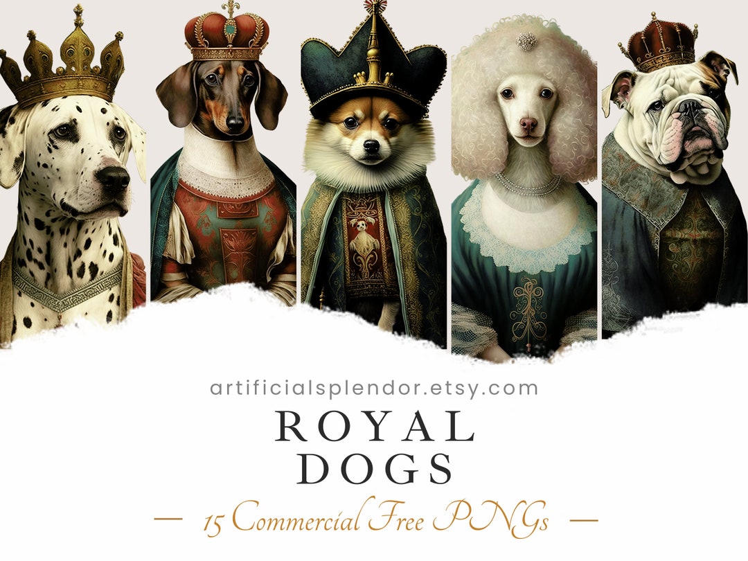 Dog Royalty Clipart Bundle, Watercolor Art, Human Animal PNG, Digital ...