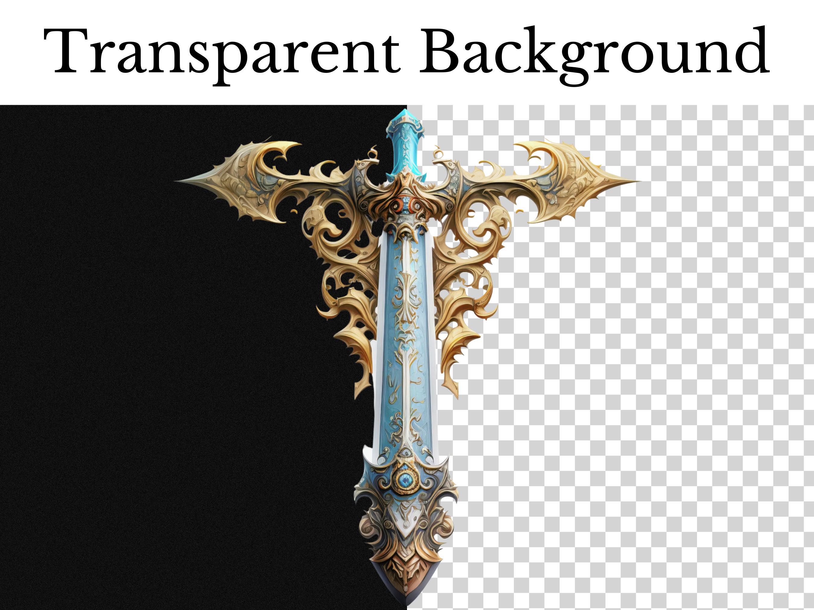 Fantasy Sword Clipart Bundle, Watercolor PNG, RPG Item Art, Transparent ...