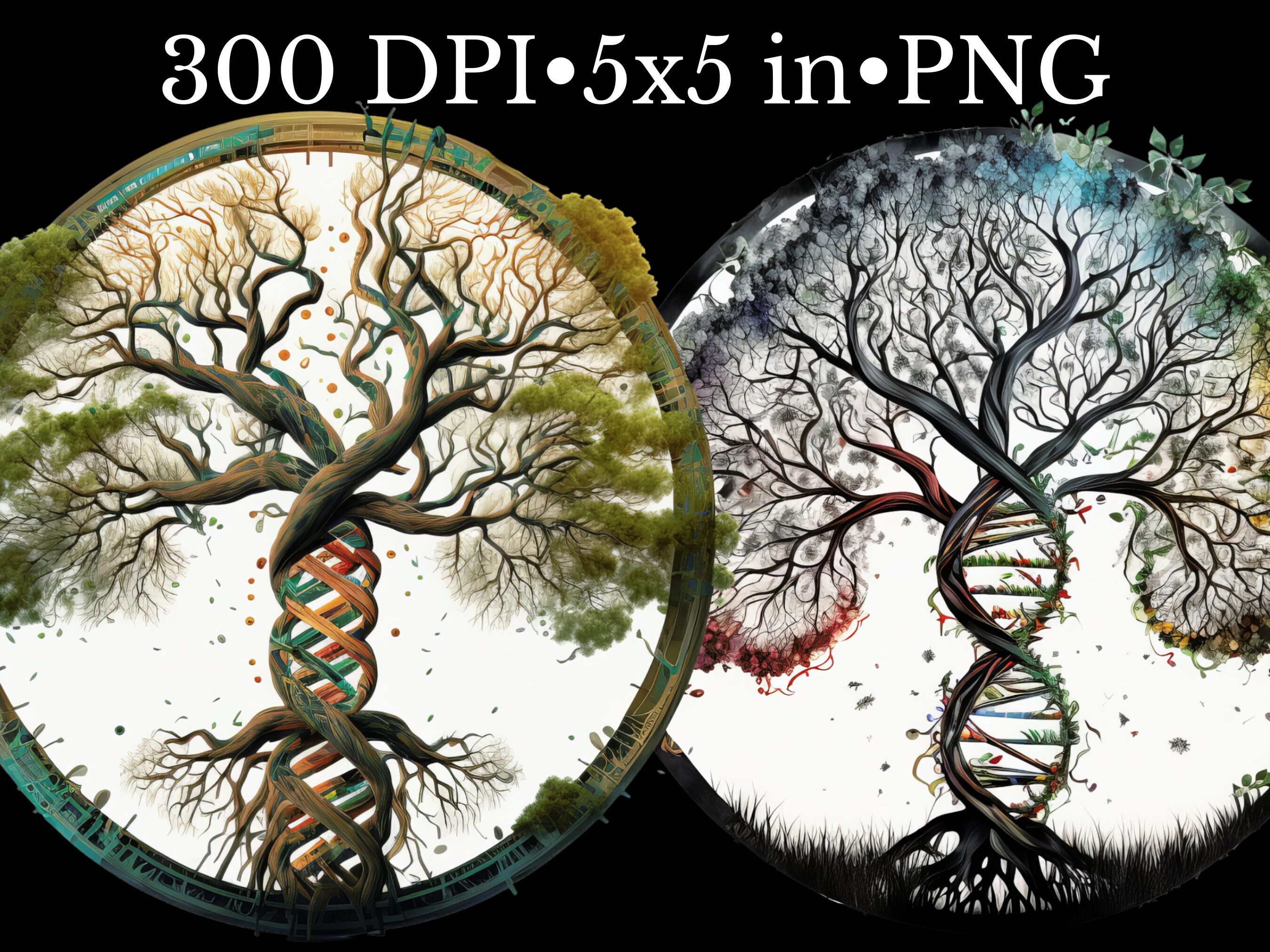 Tree of Life DNA Style Clipart Bundle Watercolor PNG DNA - Etsy