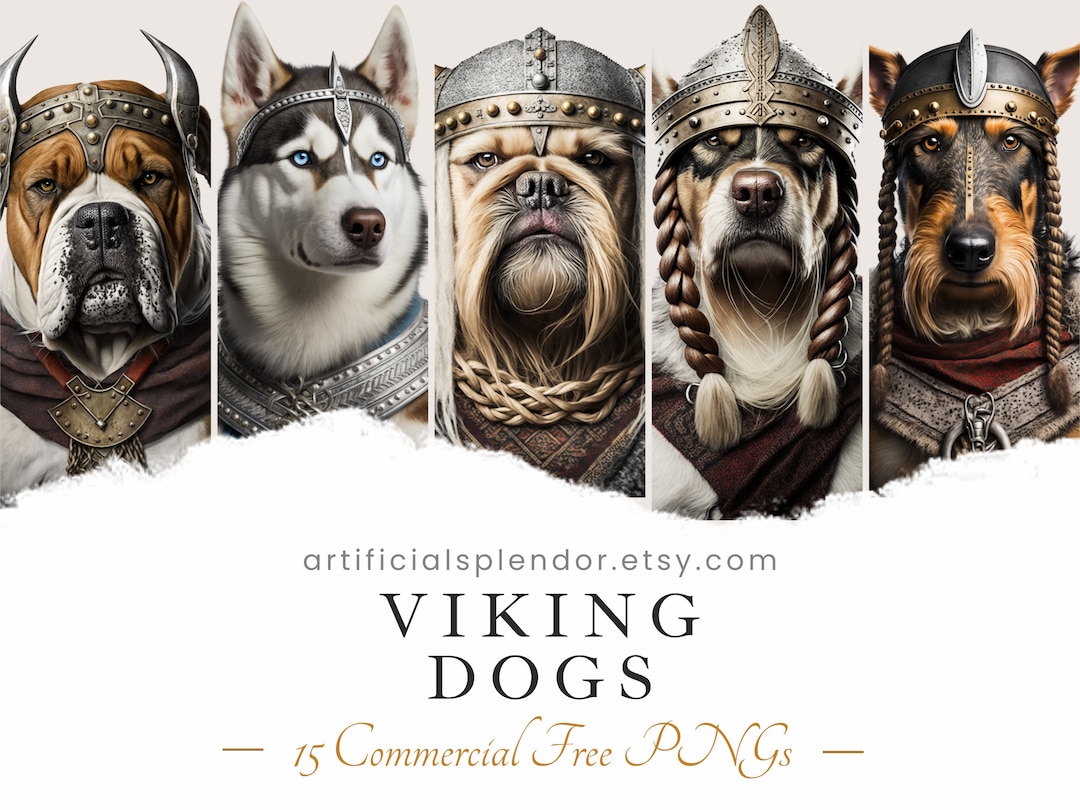 Viking Dog Clipart Bundle, Watercolor Art, Human Animal PNG, Digital ...