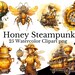 Honey Yellow Steampunk Clipart Bundle, Gold Steampunk Watercolor Art ...