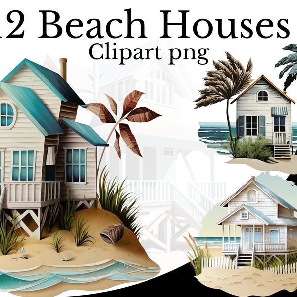 Beach House Clipart - Etsy