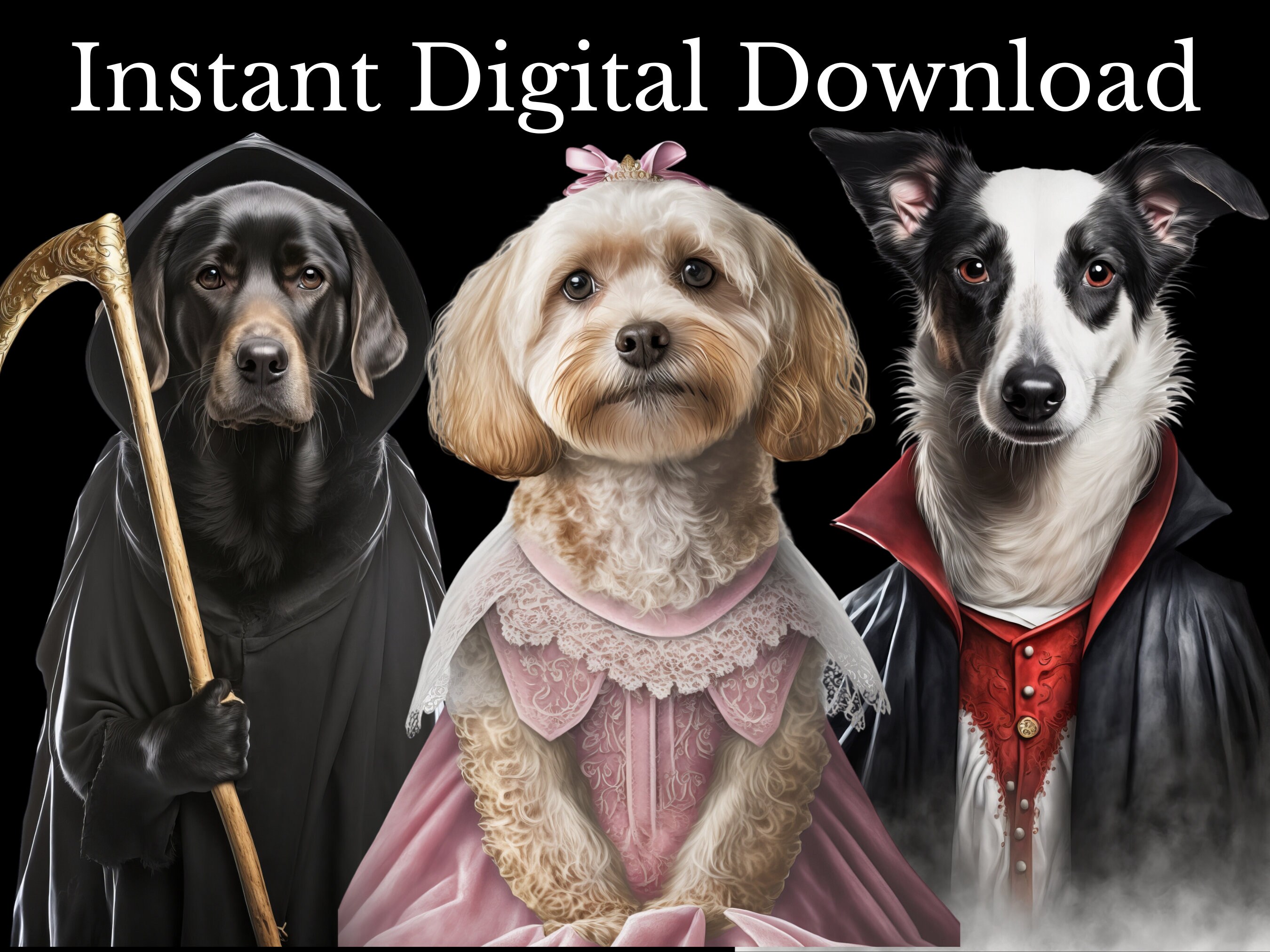 Halloween Dog Clipart Bundle, Dog Watercolor Art, Human Animal PNG ...