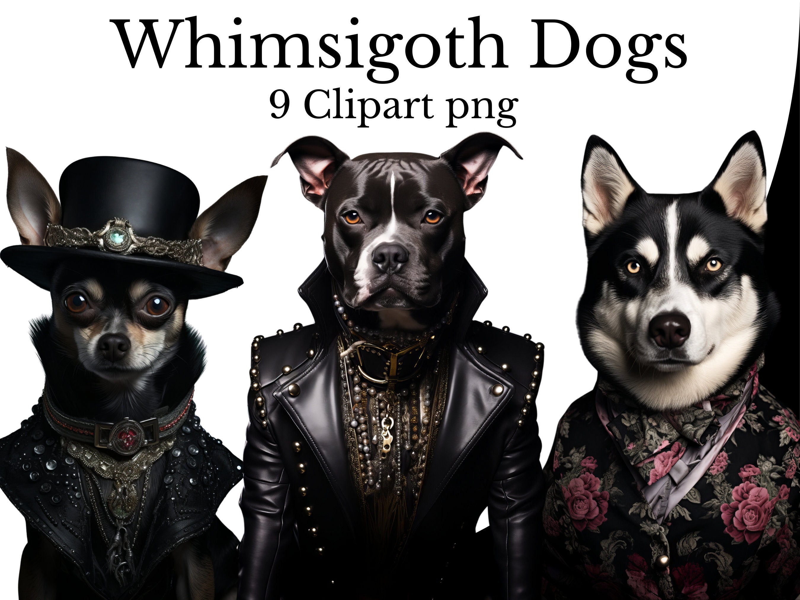 Whimsigoth Dog Clipart Bundle Digital Goth Dog Dressed as - Etsy