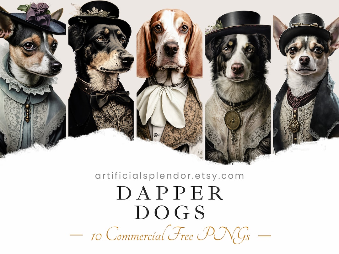 Dapper Dog Graphic Bundle, Watercolor Clipart, Human Animal PNG ...