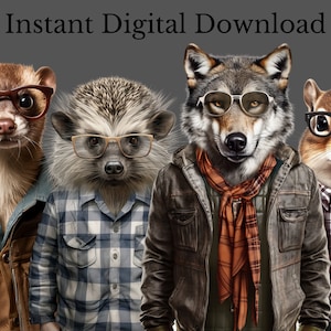Hipster Woodland Animal Clipart Bundle Watercolor Forest Animal Art PNG ...