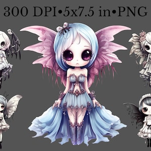 Undead Fairy Clipart Bundle, Digital Zombie Goth Girl, Halloween ...