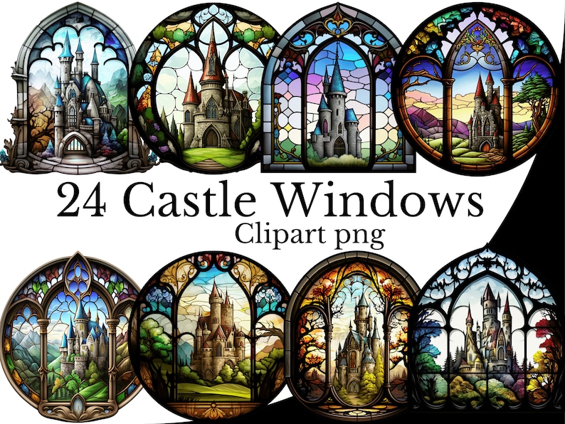 Castle Window Clipart Bundle, Watercolor PNG, RPG Item Art, Transparent ...
