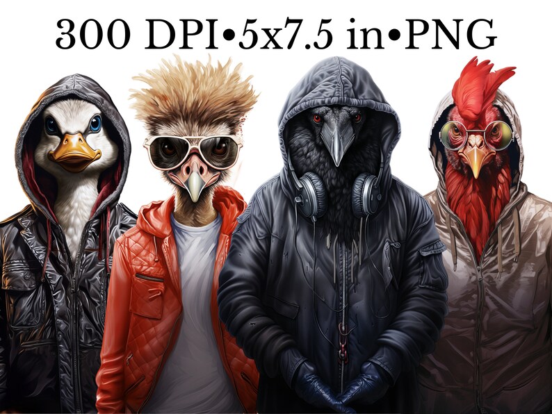 Hip Hop Bird Clipart Bundle, Rapper Cardinal Art, Human Animal PNG ...