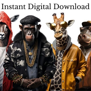 Hip Hop Animal Clipart Bundle Safari Animals Art Rap Musician PNG ...