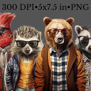 Hipster Woodland Animal Clipart Bundle Watercolor Forest Animal Art PNG ...