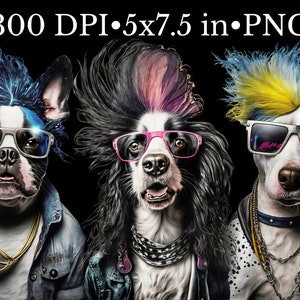 Popstar Dog Clipart Bundle, Watercolor Art, Human Animal PNG, Digital ...