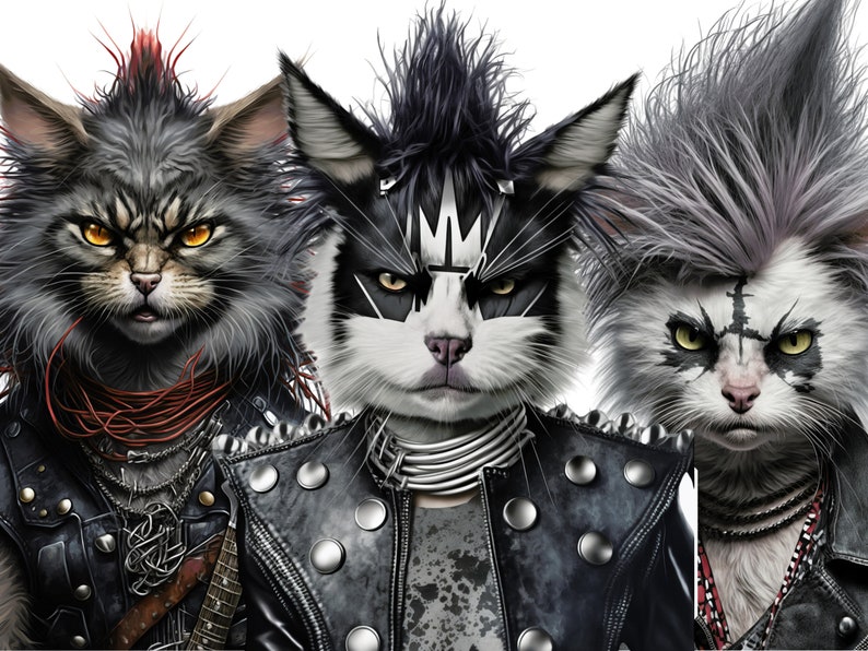 Rockstar Cat Clipart Bundle Watercolor Art Human Animal PNG - Etsy