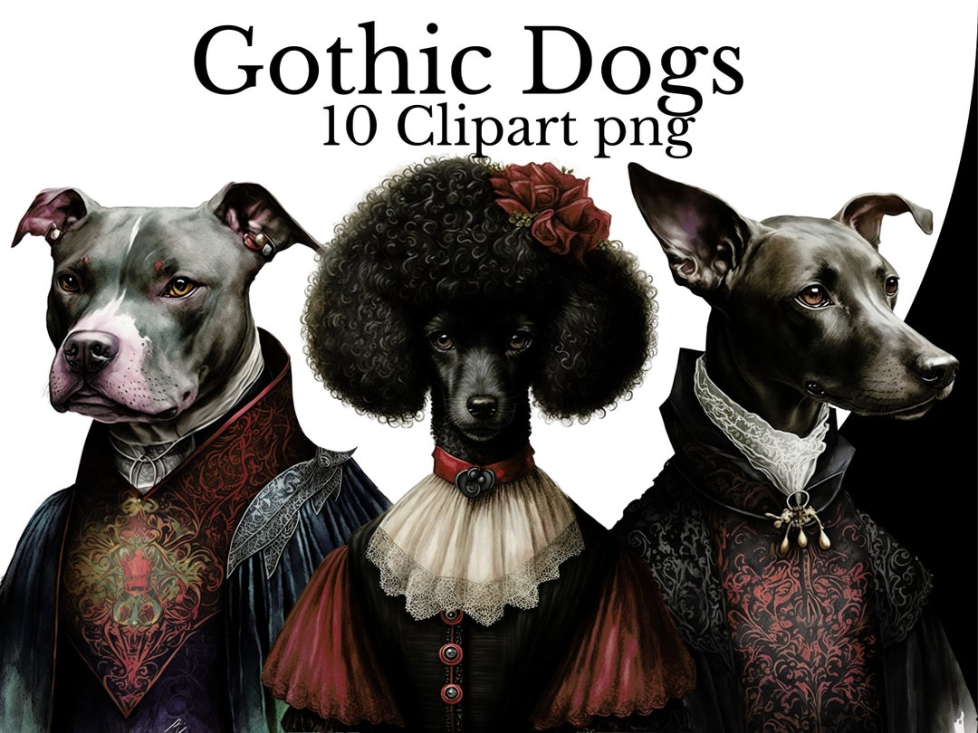 Gothic Dog Clipart Bundle Watercolor Art Human Animal PNG - Etsy UK