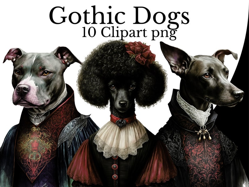Gothic Dog Clipart Bundle Watercolor Art Human Animal PNG - Etsy UK