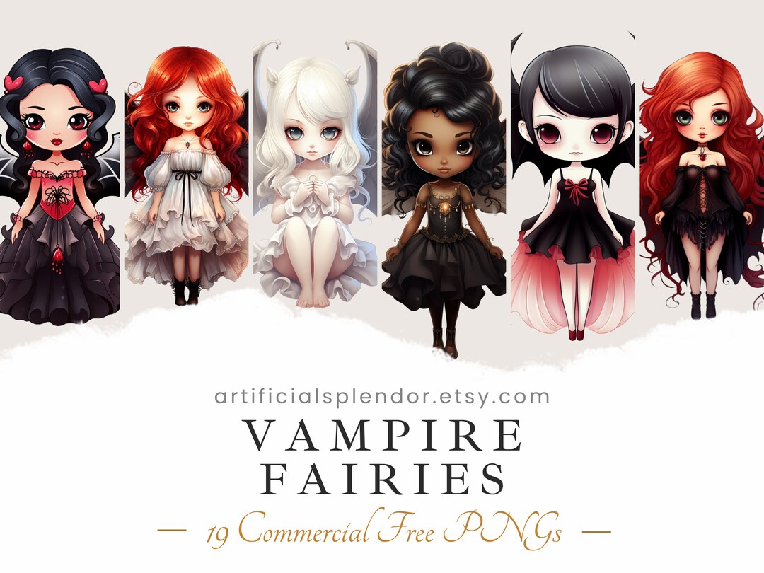 Vampire Fairy Clipart Bundle, Digital Goth Girl, Halloween Butterfly ...