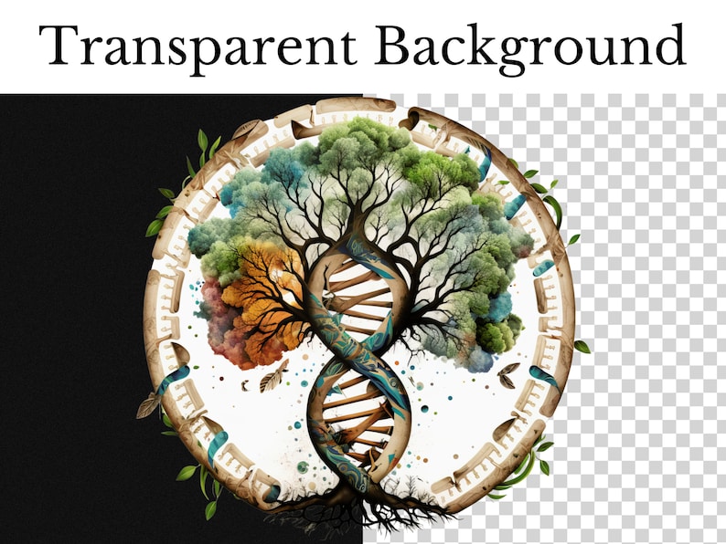 Tree of Life DNA Style Clipart Bundle, Watercolor PNG, DNA Helix ...