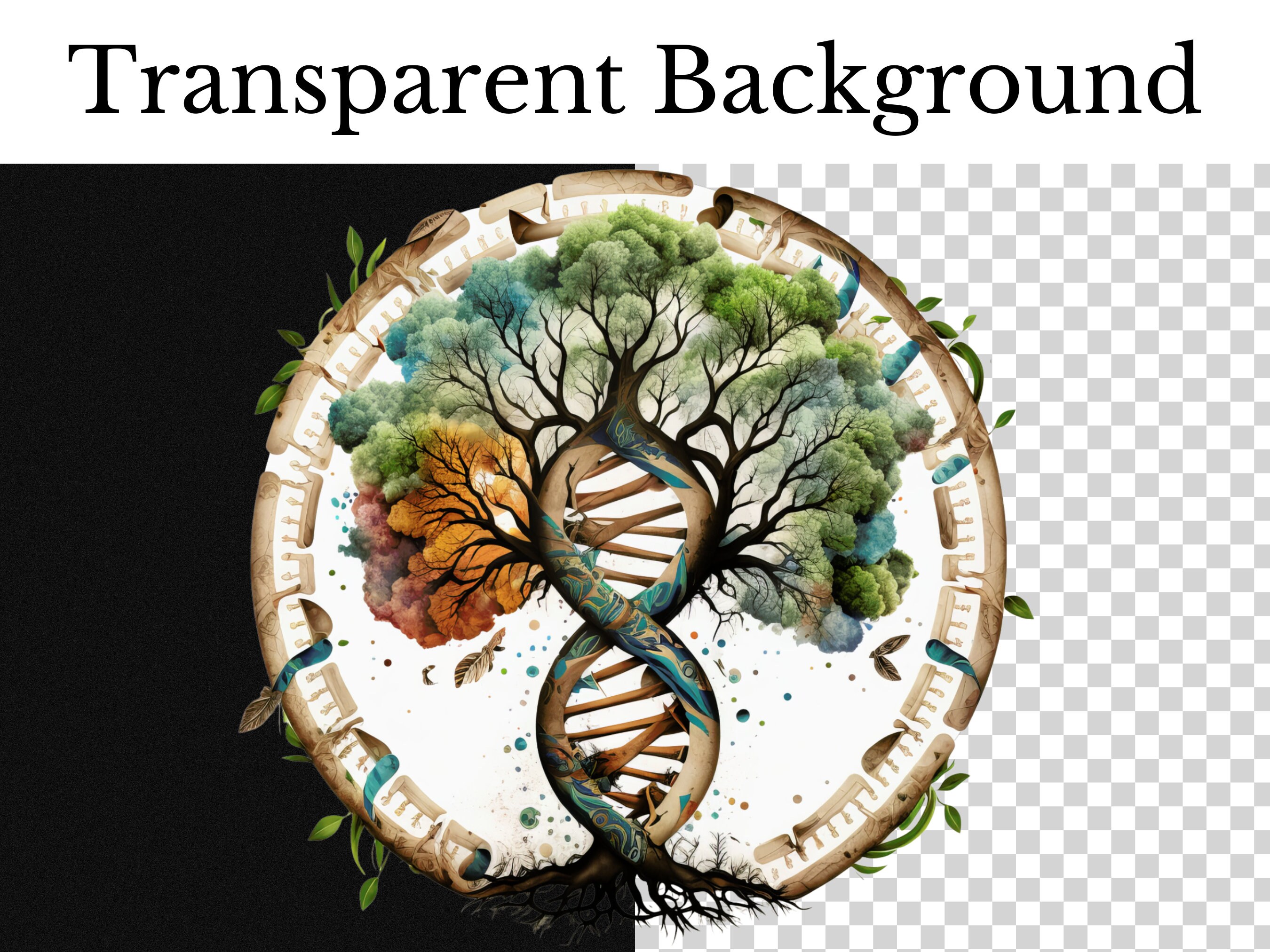 Tree of Life DNA Style Clipart Bundle, Watercolor PNG, DNA Helix ...